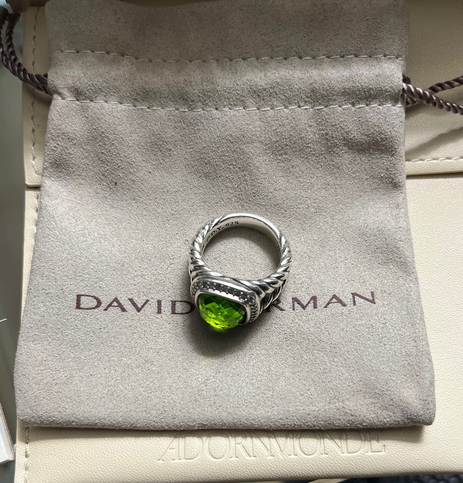 David Yurman 925 Silver 11mm ALBION Ring Peridot & Diamonds "N" 7.5 | eBay
