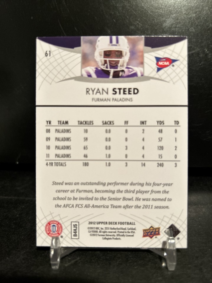 2012 Upper Deck Ryan Steed Star Rookies Furman Paladins #61 | eBay