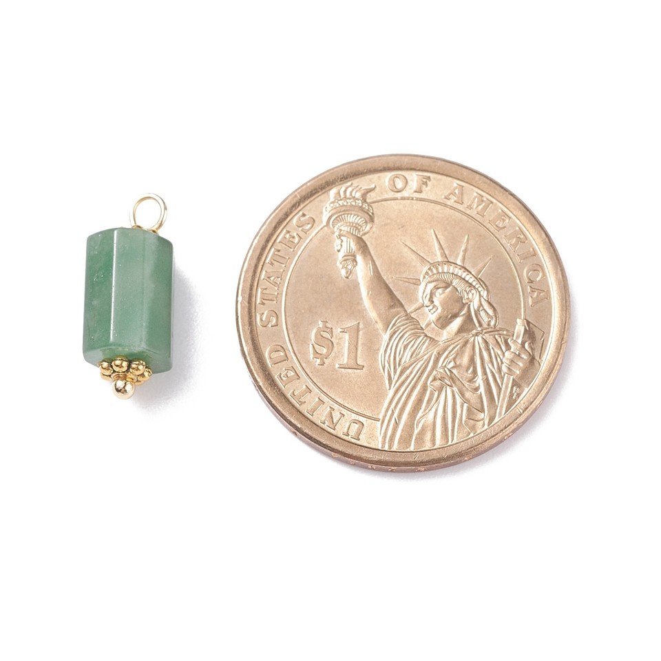 30Pcs Faceted Column Natural Emerald Pendants Charms For Jewelry Making ...