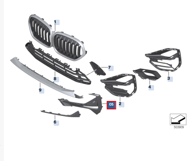 NEU BMW X1 F48 VORDERE STOßSTANGE RECHTE KÜHLERGRILL TRIM 51117954248 ...