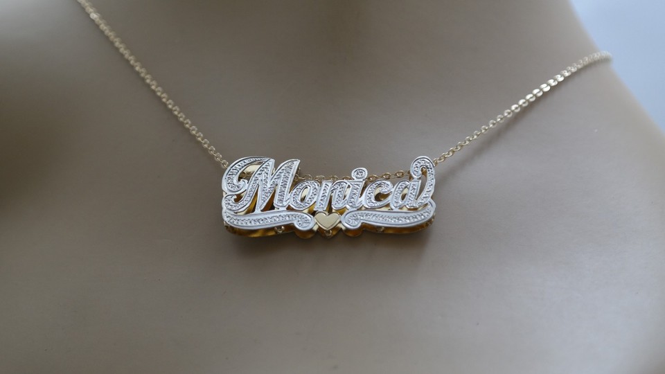 PERSONALIZED DOUBLE NAME PLATE (10k,14k,Fine Silver gold overlay) | eBay