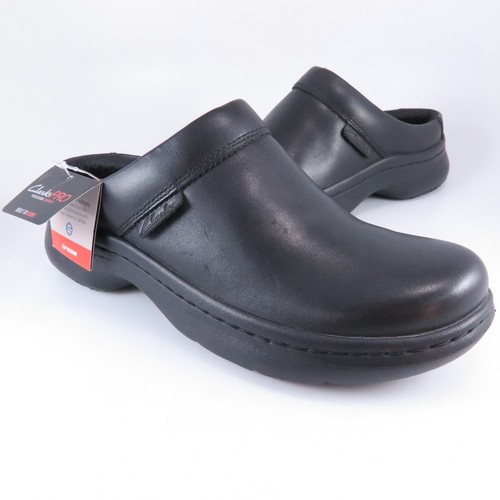 NEW ~ Clarks PRO Clog Womens Size 6M Black Leather Slip-Resistant Slide ...