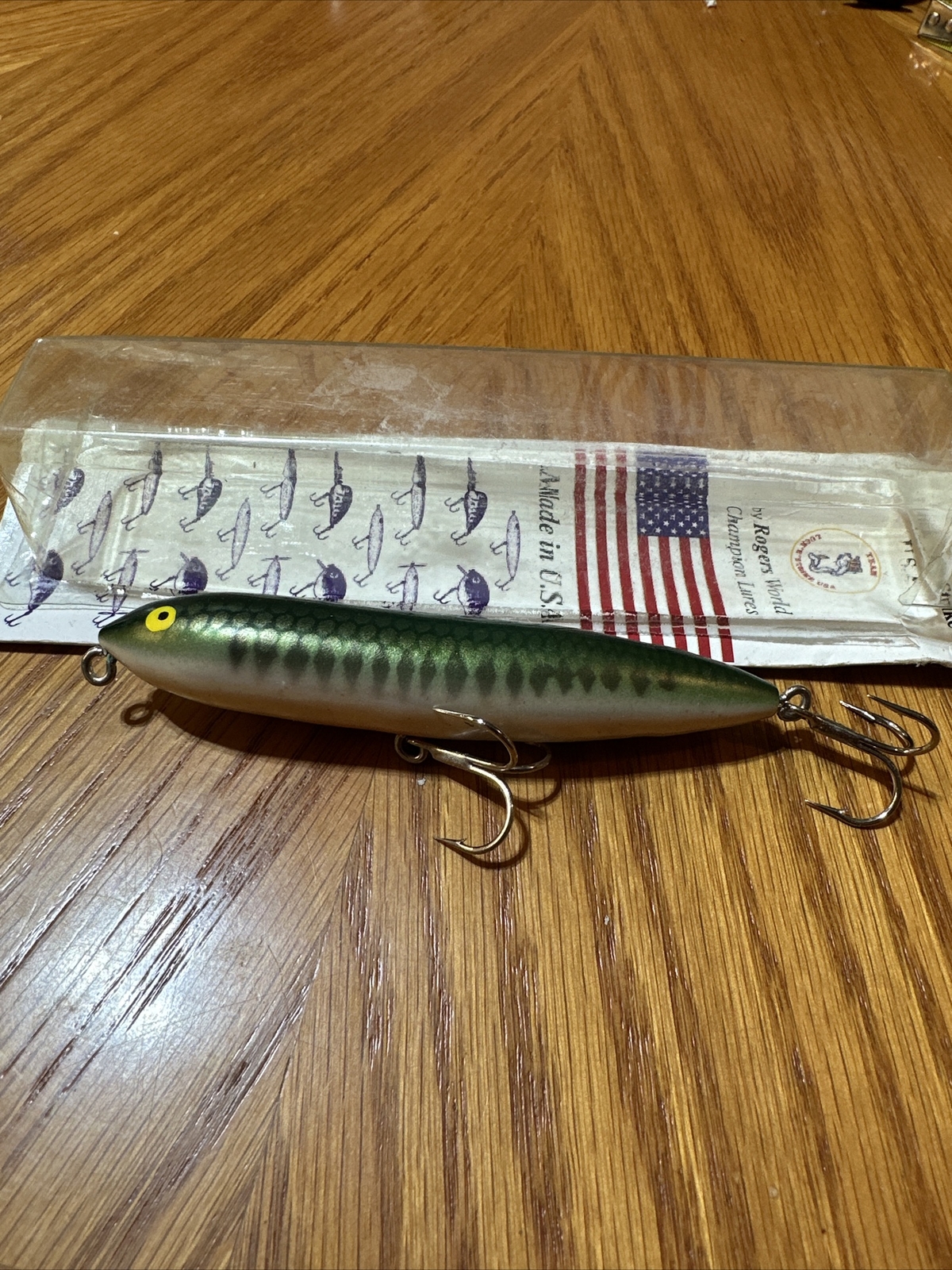 Vintage Luck E Strike Rogers Fishing Lure Silver Pearl Green Scaled ...