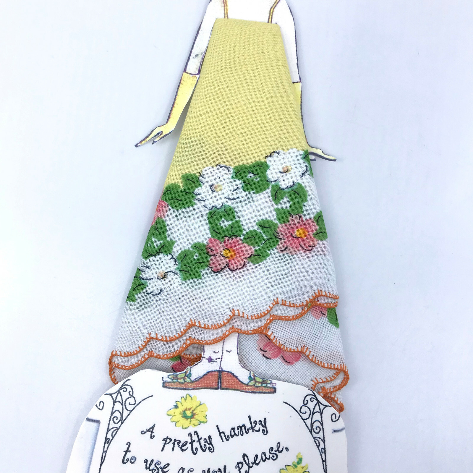 Hanky Paper Doll Card and Hankie Gift Folder Linen Handkerchief x 2 Vtg ...