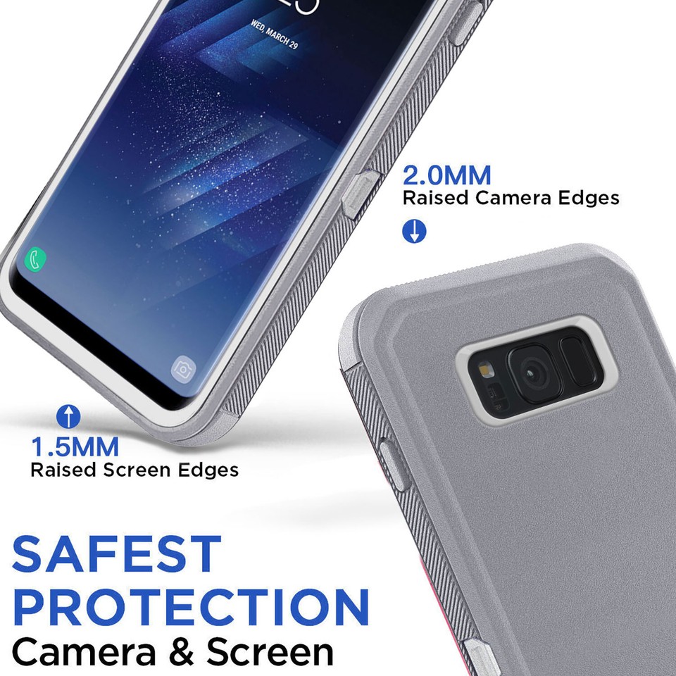 For Samsung Galaxy S8+ S8 Plus Heavy Duty Hybrid Rubber Phone Hard Case ...
