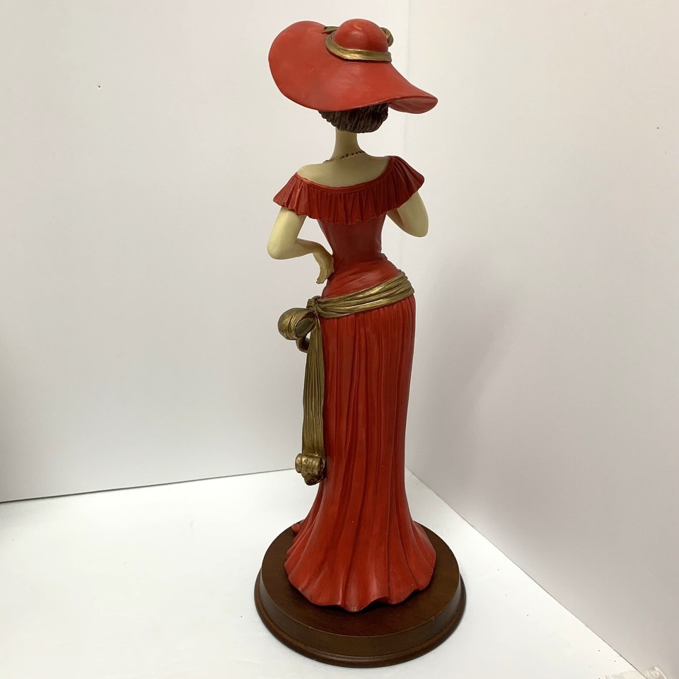 La Verona Collection - Lady Figurine in Red Dress on Wood Base | eBay