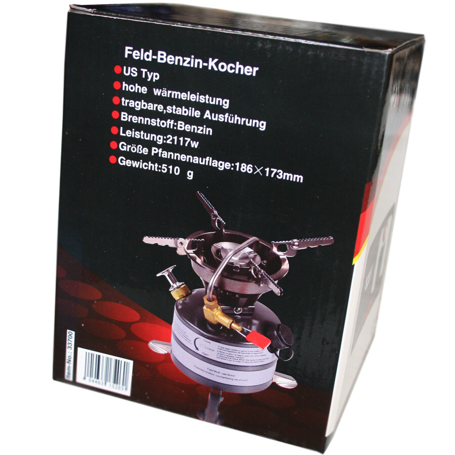 MFH Benzinkocher US Modell Camping Kocher mit ausklappbaren Füßen inkl ...