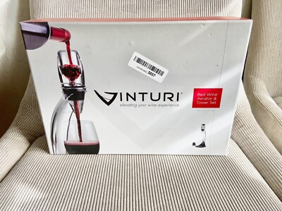 Vinturi Deluxe Essential Red Wine Pourer and Decanter Tower Stand Set ...