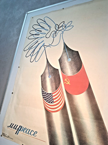 Original vtg Soviet Ukraine graphic Design ART 🕊dove of peace🕊 USA USSR ...