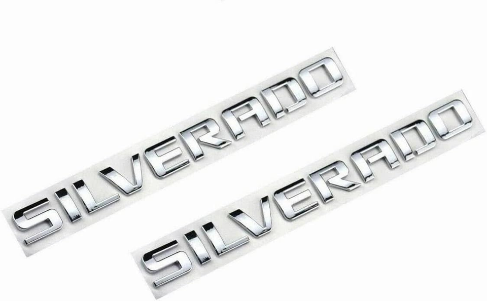 Silverado Badge Emblems 2-Piece in Chrome Shiny Glossy Finish 2007-2020 ...