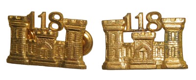 Orig. WWII US Army 118th Engineers 43rd Division Numbered Officer Pins ...