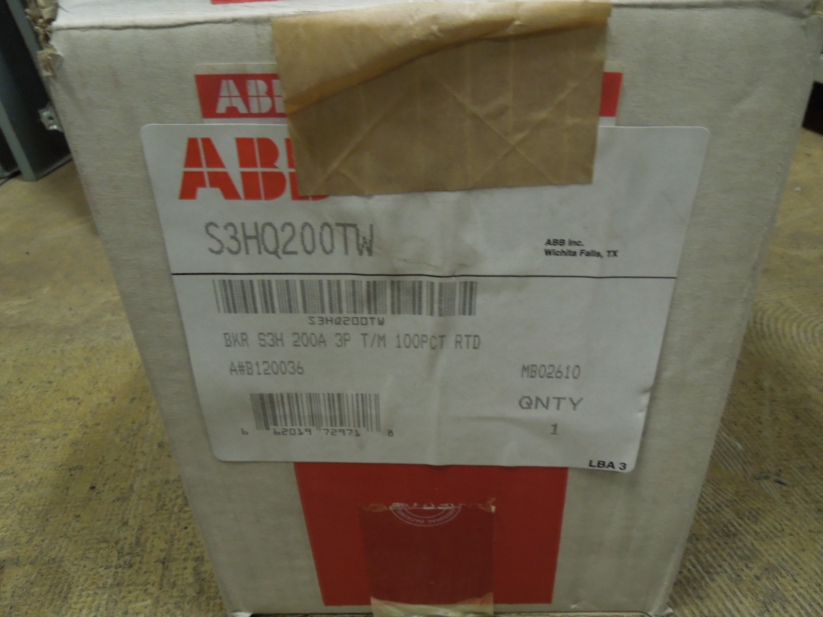 ABB S3HQ200TW SACE S3 S3H 200A 3P 480V / 500VDC Circuit Breaker New ...