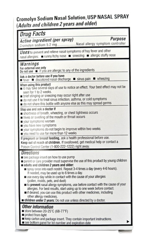 Cromolyn Allergy Nasal Spray 26mL (200 Sprays/bottle) ( 6 bottles ...