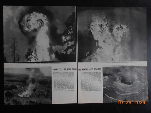 1937 Giant Texas Oil Well Burns Explosion photos article AD Houston Oil ...