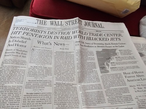 Wall Street Journal Sept.12, 2001 Terrorists Destroy World Trade Center ...