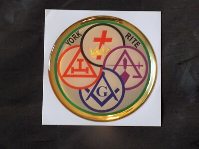 Masonic 3" Gel Car Emblem York Rite Bodies Square Compass Fraternity ...