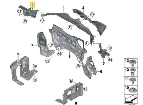 NEW BMW X5 G05 RIGHT UPPER FIREWALL SECTION 51717424944 ORIGINAL | eBay