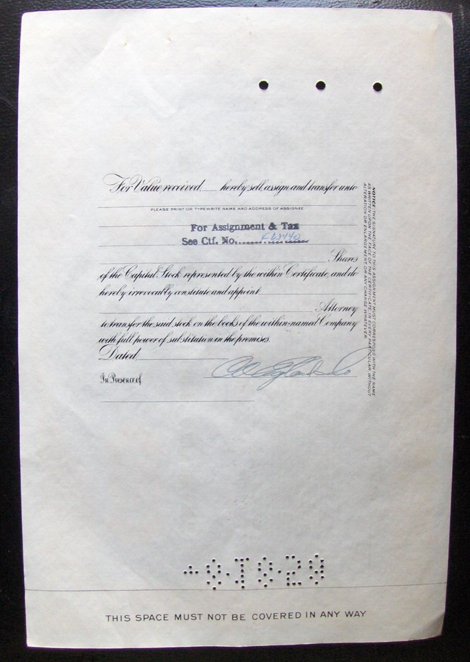 Stock certificate American Bank Note Company Payee C.A. England & Co ...