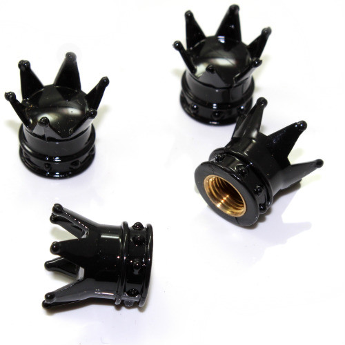 4 Black Chrome Crown Tire/Wheel Air Stem Valve Caps for car-truck-hot ...