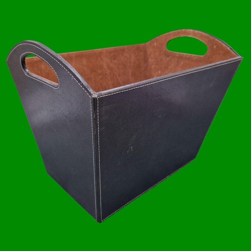 Sturdy Faux Leather Magazine Storage Basket Box Bin with Handles, 39cm ...