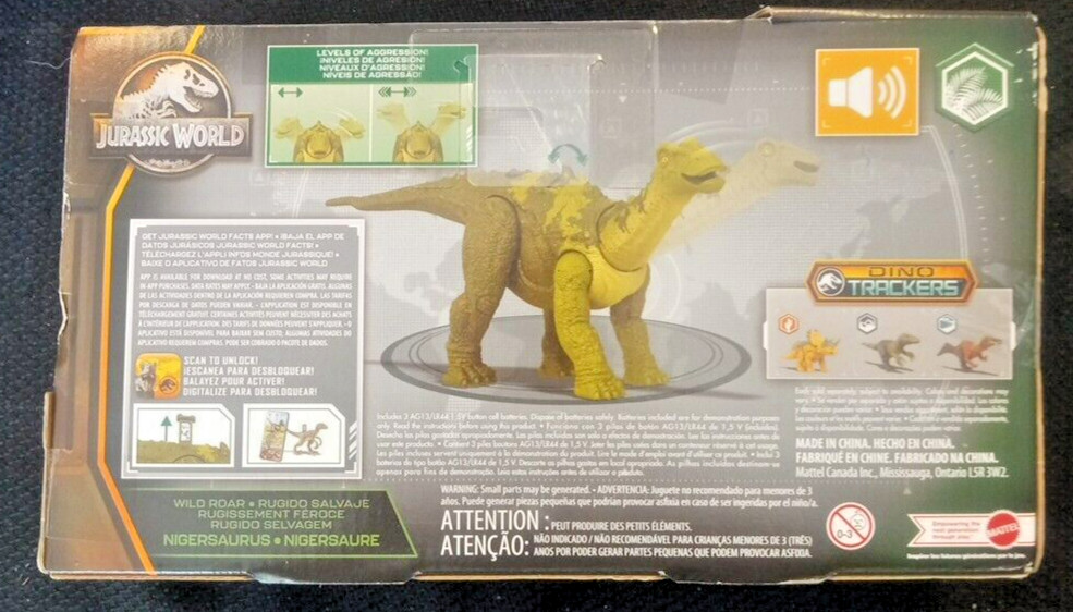 NEW* Jurassic World Dinosaur Nigersaurus w/ Roar Sound & Attack Action ...