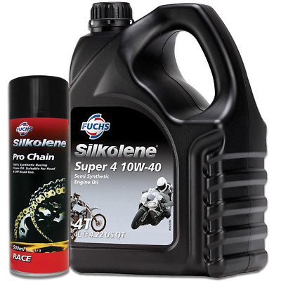 Silkolene Super 4 10w/40 Semi Synthetic Motorcycle Oil 4L Plus Chain ...