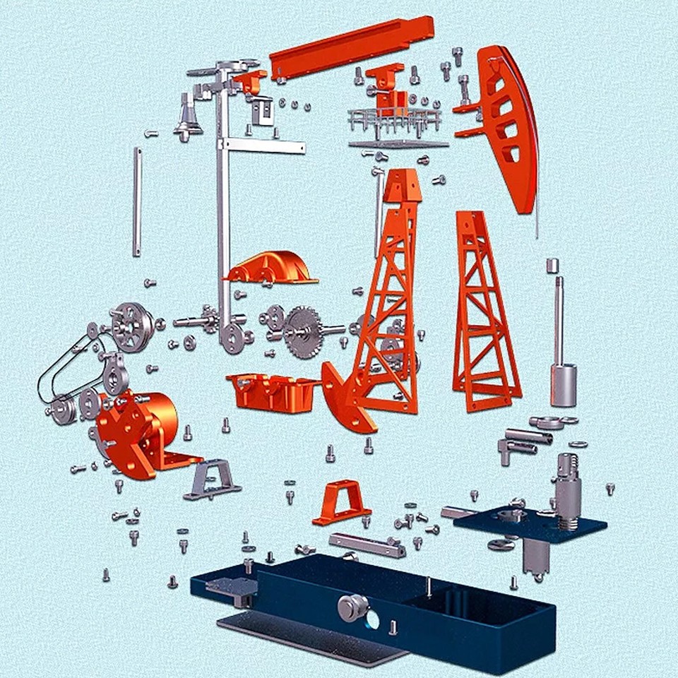 Oil Pumping Unit Metal Assembly Model Electric Pump Jack Creative Kit ...