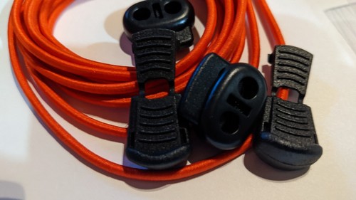 No Tie DARK ORANGE Elastic Shoelace Lock Laces Shoe Strings Locking ...