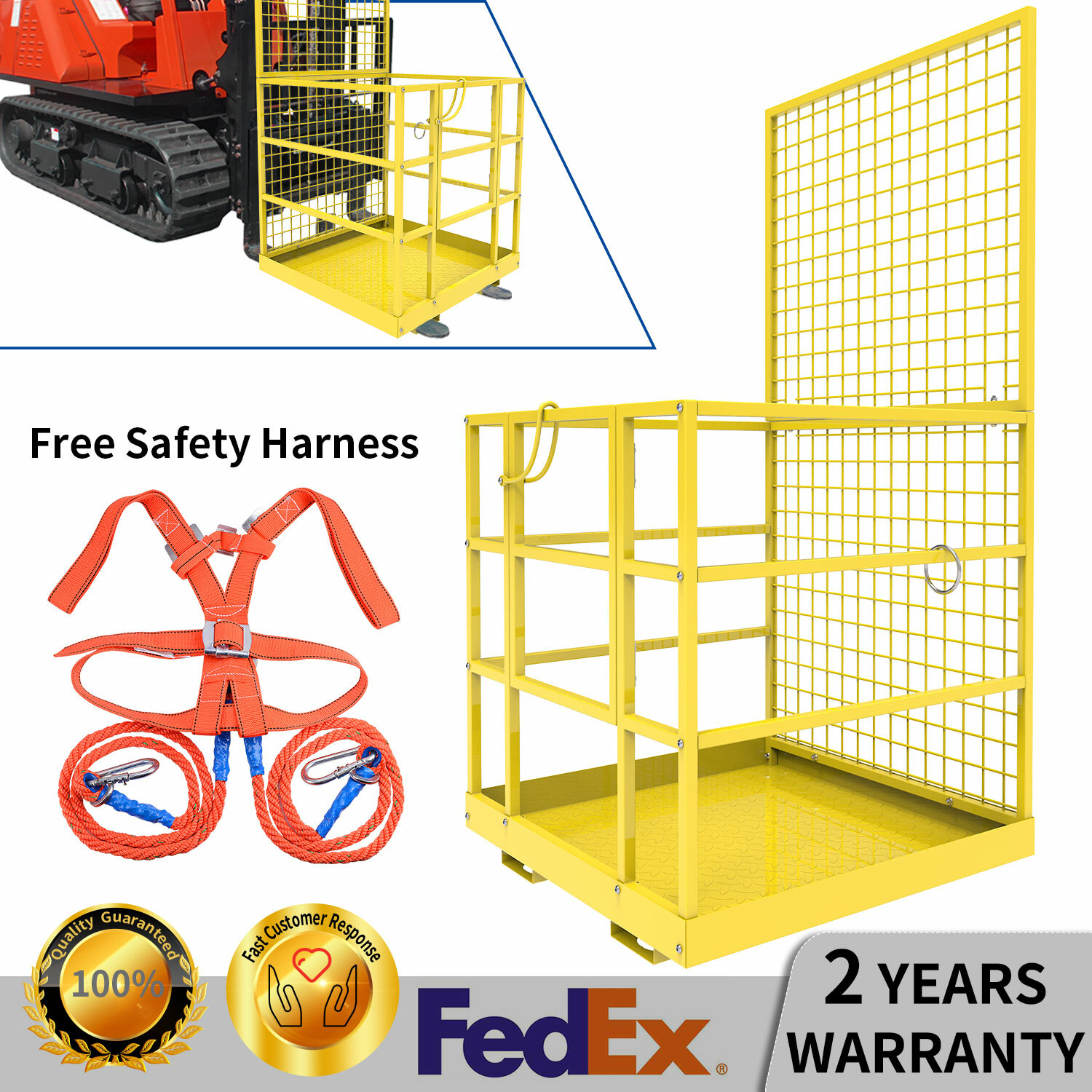 43"x45"Forklift Safety Cage Basket Safety Cage 2 Person Work Platform ...