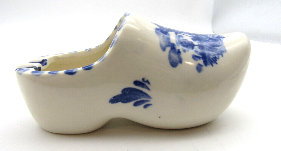DELFT Ceramic Clog 7" Dutch Shoe Hand Painted Holland Flower Vase Wall ...