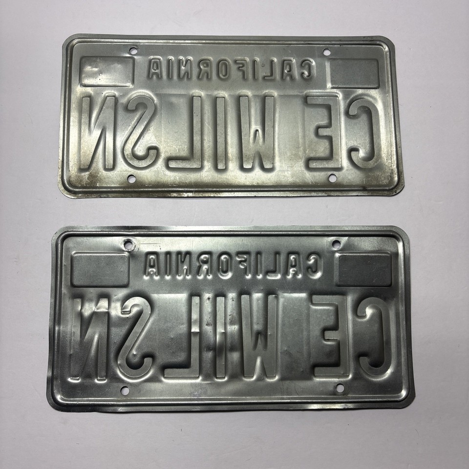 California License Plates Pair Blue Yellow DMV Clear 92’ CE WILSN | eBay