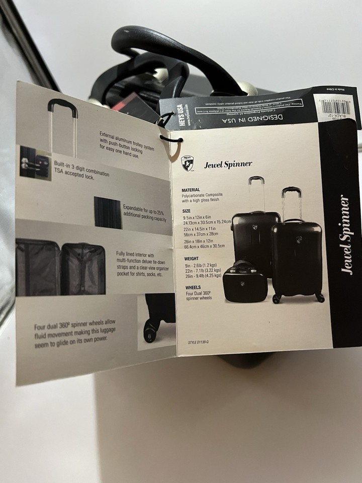 Heys Carry-On Hard Shell Make up Travel Case Overnight Luggage Straps ...