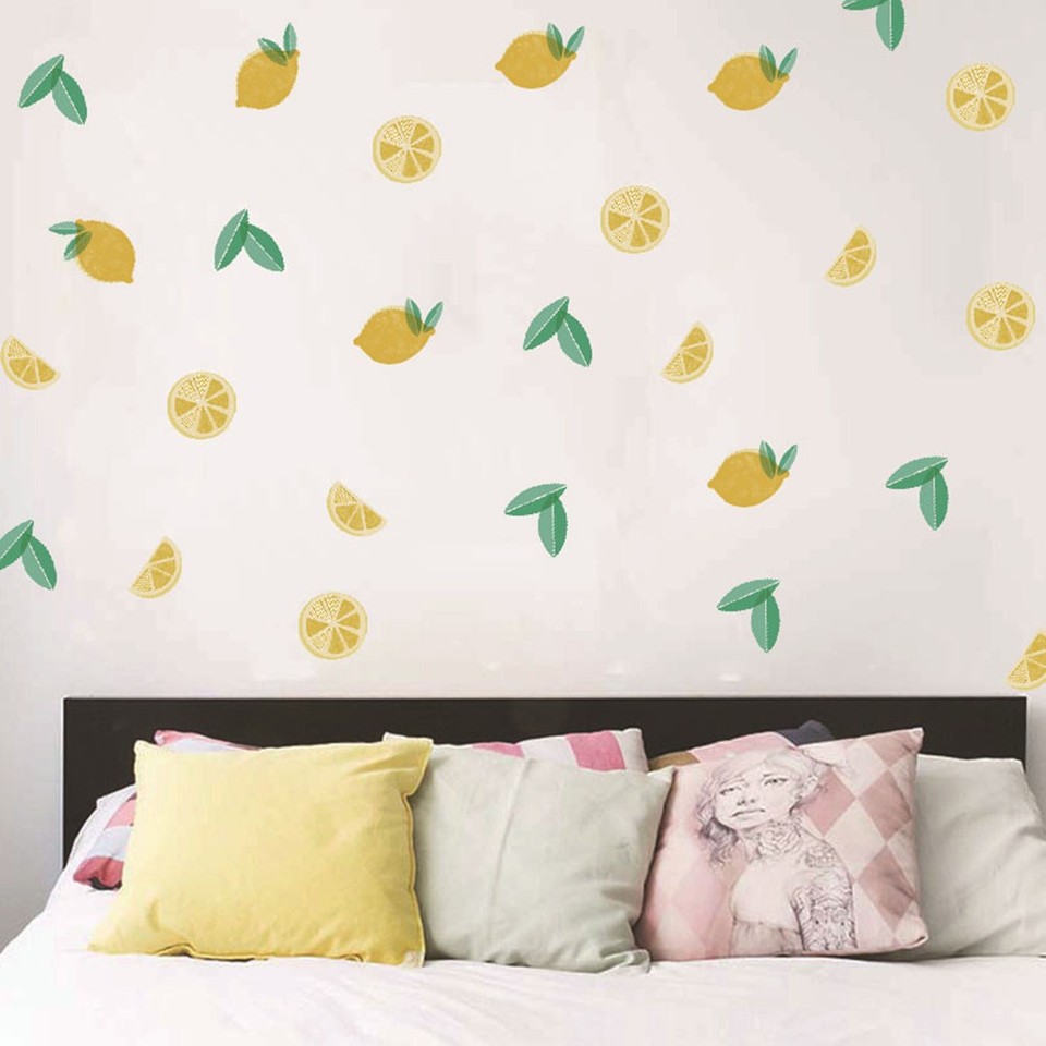 1PC Hawaiian Yellow Lemon Wall Decal Decor Adhesive Bedroom Decorative ...