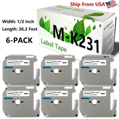 (6-Pack,9mm) M-K221 Label Tape MK221 M221 for PT-M95 PT-100 Laber ...