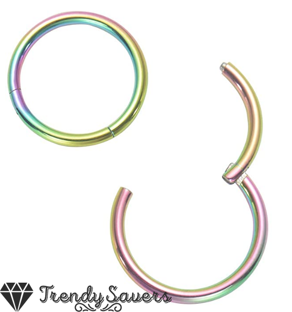 Rainbow Septum Clicker Hoop Segment Cartilage Lip Nose Ear Ring ...