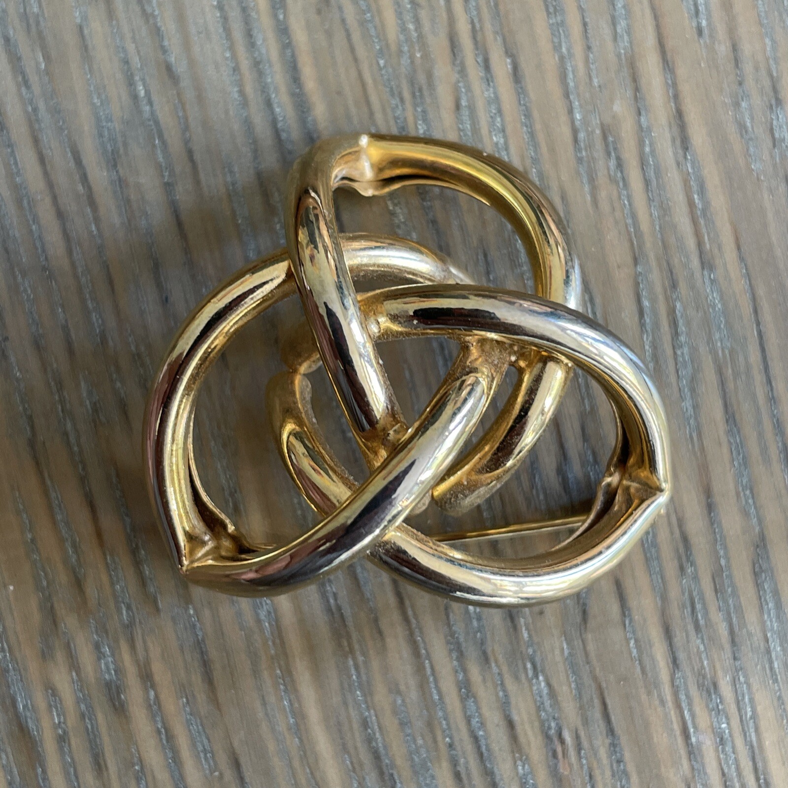 Vintage Gold Gilt Twisted Rings Knotted 3 Ring Pinback Ladies Women's ...