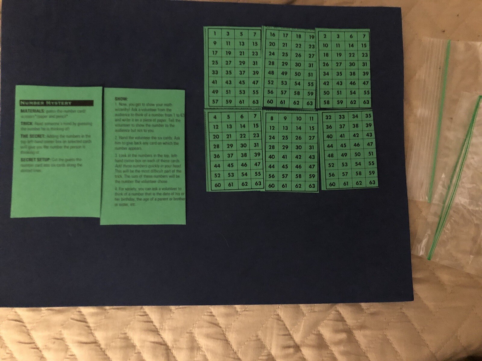 MAGIC NUMBER CARDS, 1 Set . BRILLIANT TRICK THAT WILL SEND THE AUDIENCE ...