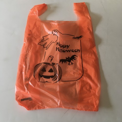 Vintage orange plastic happy Halloween bag with ghost bat and pumpkin ...