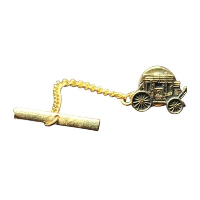 Wells Fargo Bank Tie Tack Button Chain Gold Tone Old West Wagon ...