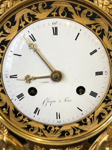 Antique French Large Gilded Bronze Skeleton Clock Pendulum Empire Late ...