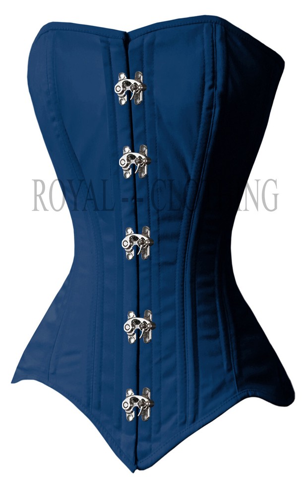 Double Steel Boned Waist Training Long Line Over Bust Cotton Corset ...