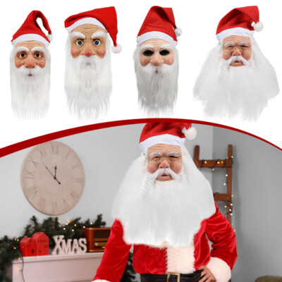 Christmas Santa Latex Mask Santa Claus Same Headset White Bearded Santa ...