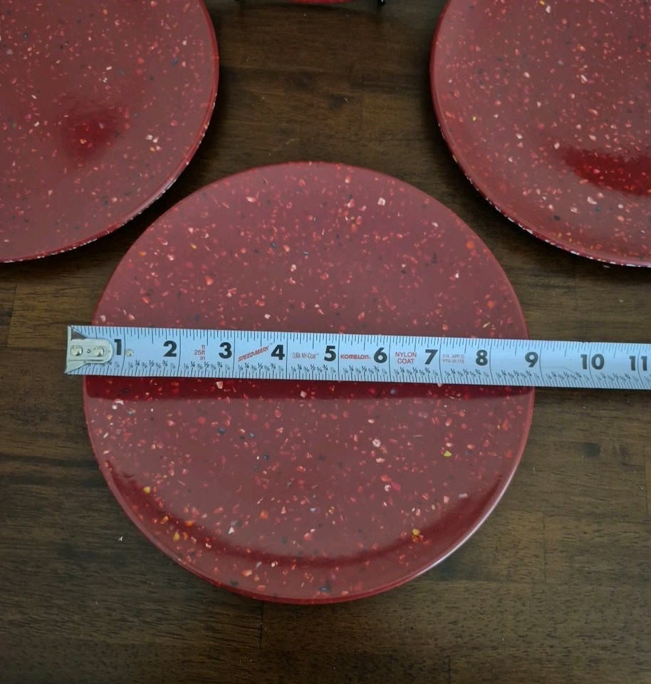 Zak Designs Red Confetti Melamine Plates 9" Burgundy Desert Salad Snack ...