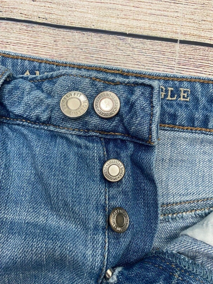 American Eagle Size 10 Button Fly Denim Jean Mini Skirt Distressed ...