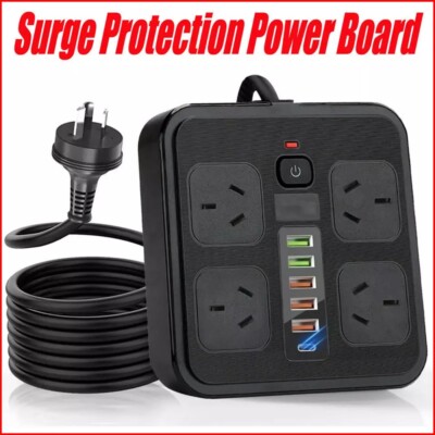 Surge Protector Power Board 4 Outlets USB A C Port Individual Switch ...