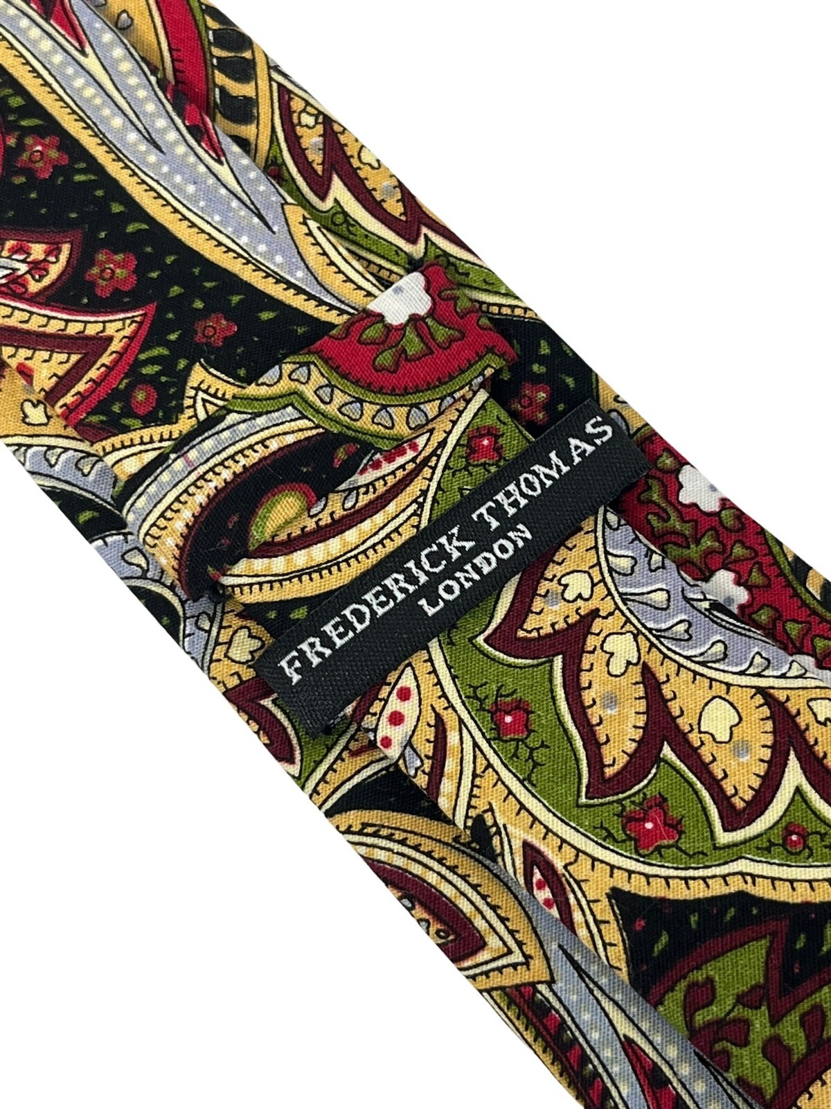 Frederick Thomas gold, red, black loud paisley mens cotton tie | eBay