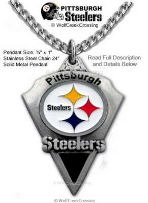 PITTSBURGH STEELERS NECKLACE 24" STAINLESS STEEL CHAIN NFL FOOTBALL ...