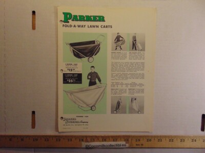 Vintage Fold-A-Way Lawn Carts Parker Sweeper Company Sales Brochure ...