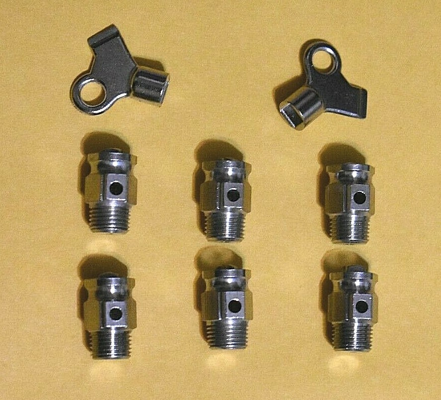 6 Radiator Nickel Plated Brass Air Vent Bleeder Coin Valves 1/8" MIP ...