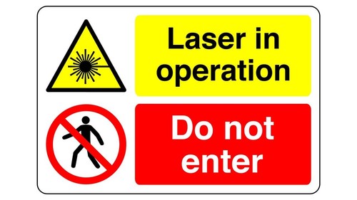 Laser in operation sign - for indoor/outdoor usage PVC, Sticker or ...